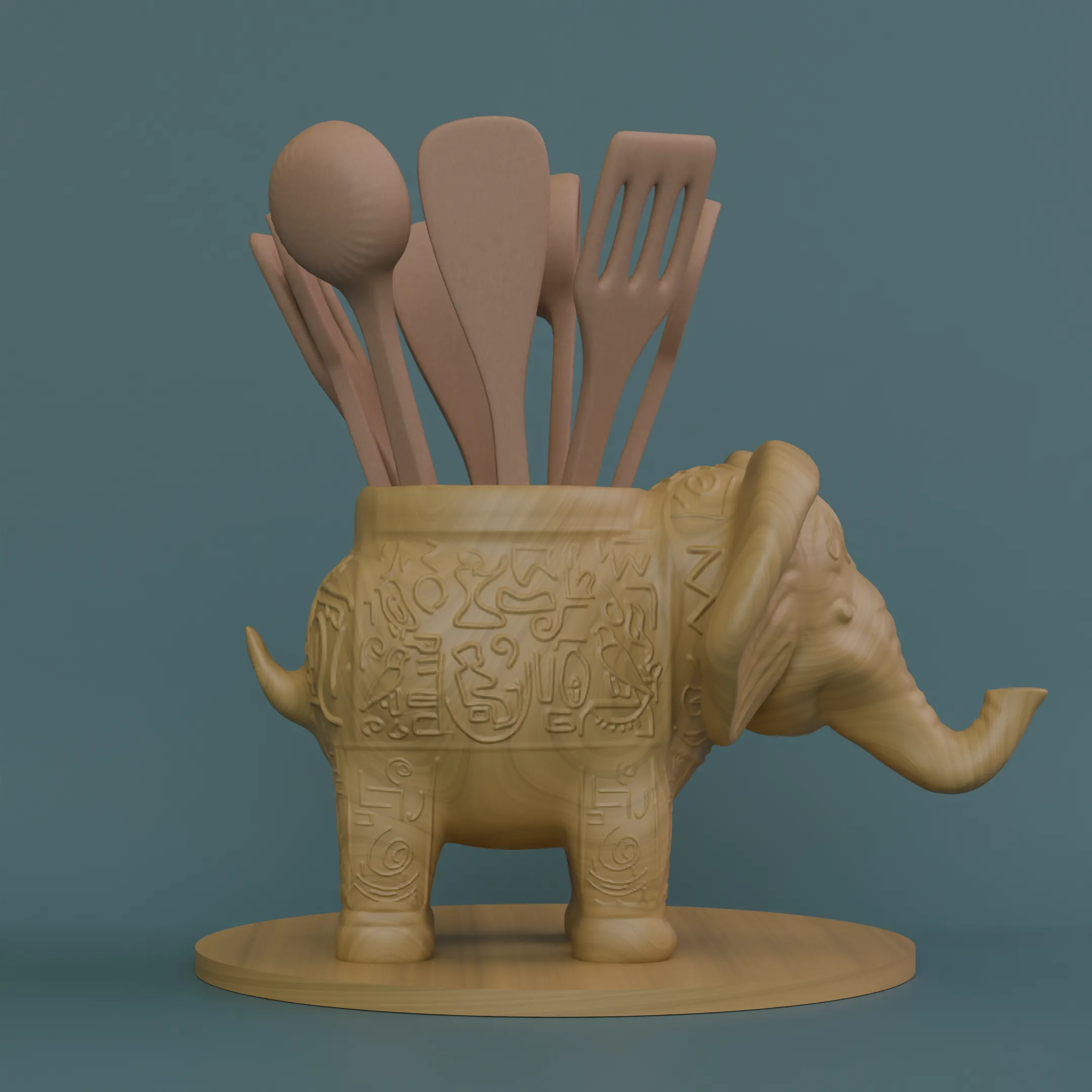 Home Decorations & Ornaments STL Download - Elephant Kitchen Utensil ...