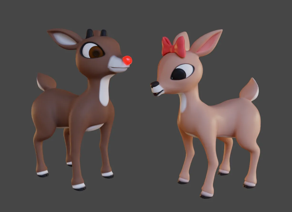 Rudolph and Clarice - Christmas Reindeer | 3D models download ...