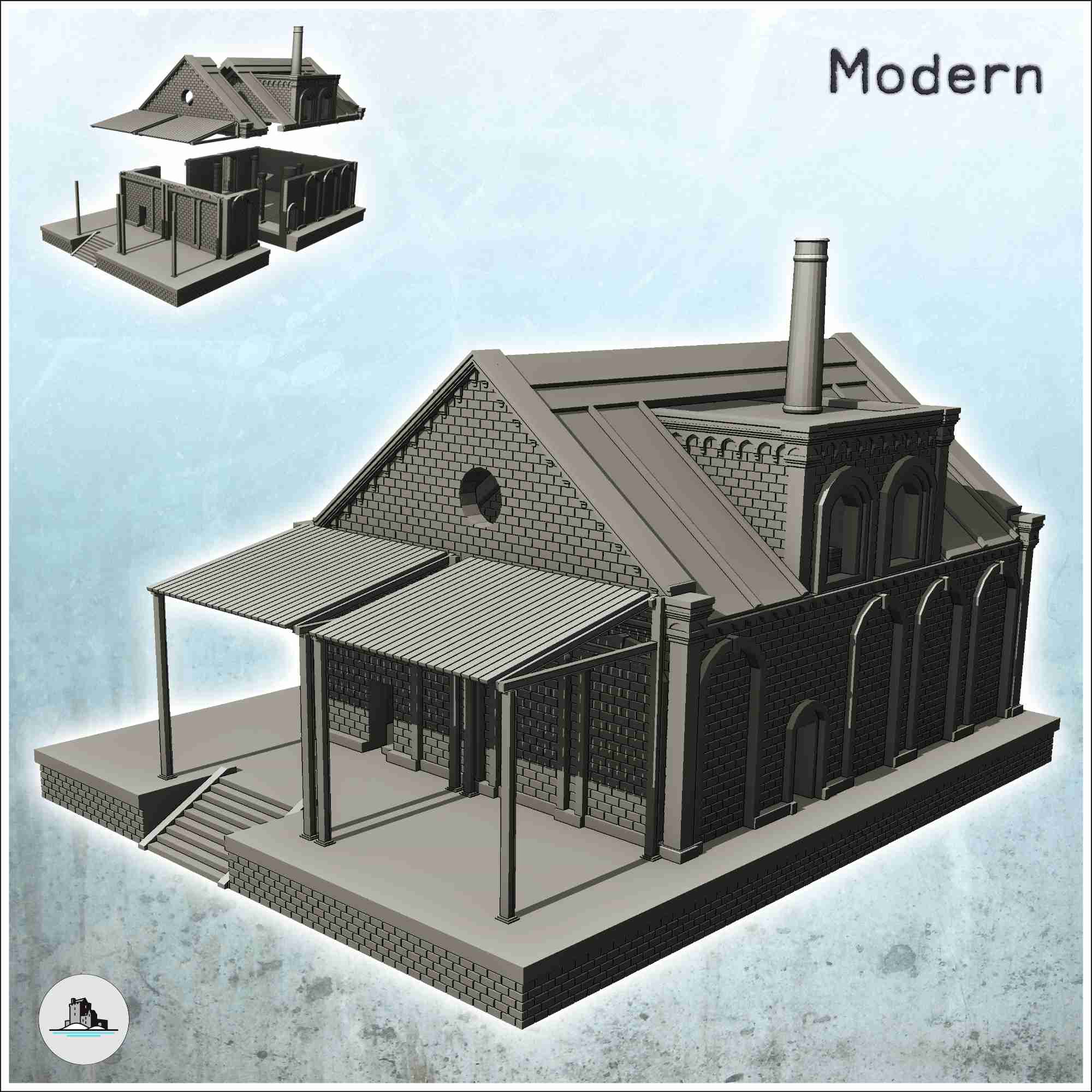 Modern industrial buildings pack No. 1 - scenery miniatures | 3D models ...