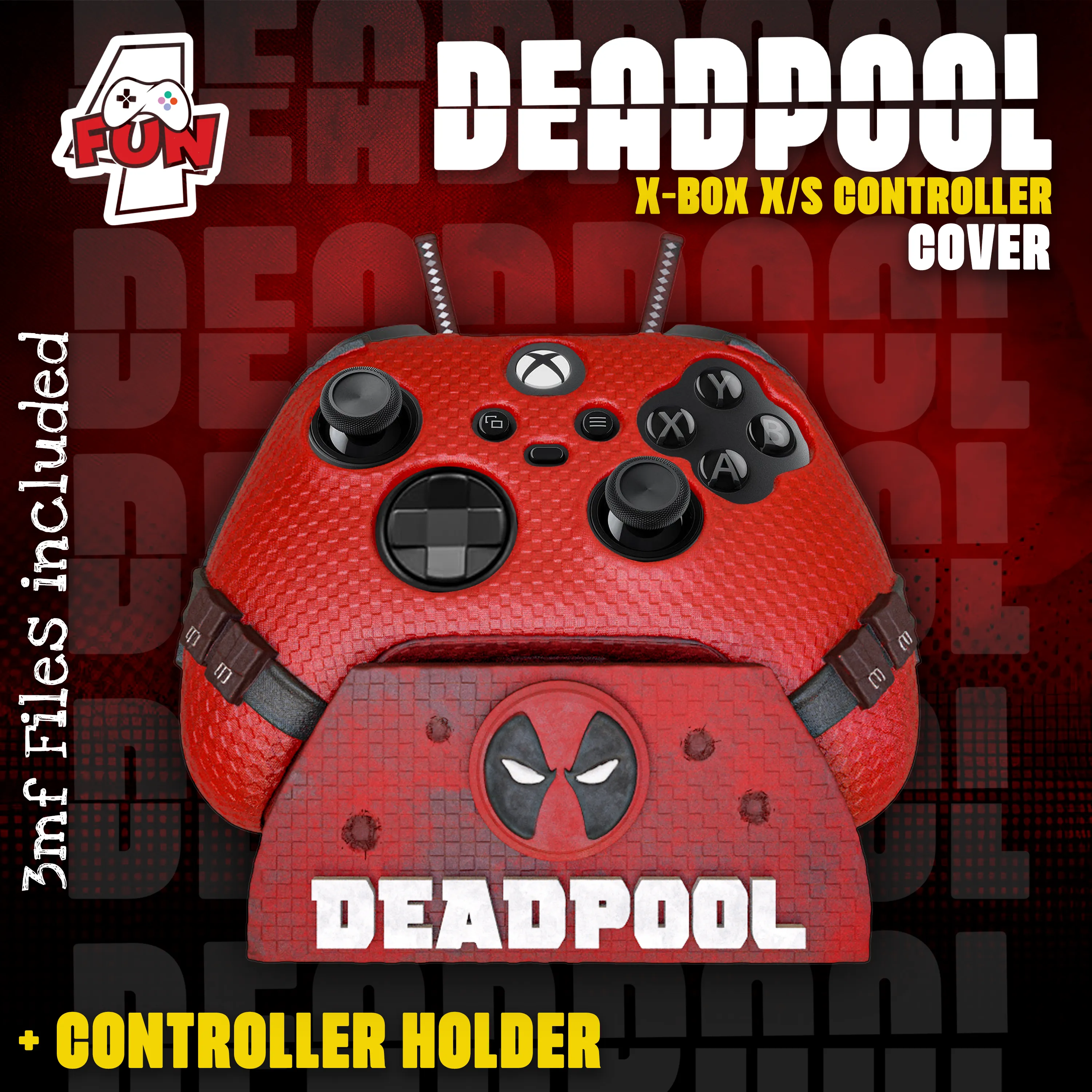 Deadpool Xbox Controller PLUS HOLDER FOR CONTROLLER (Fanart) | 3D ...