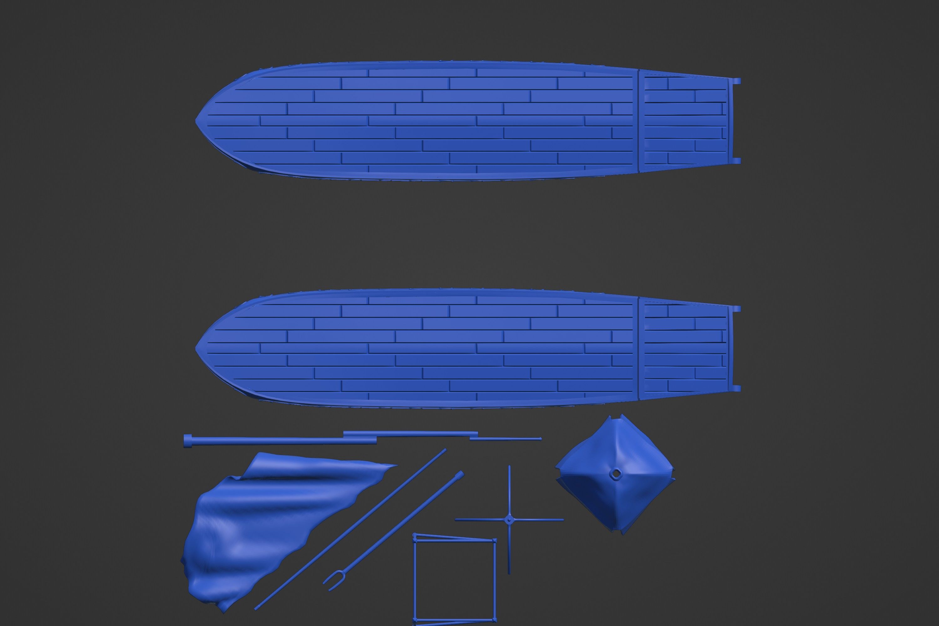 Vintage dutch river barge 3d print - two hulls | 3D models download ...