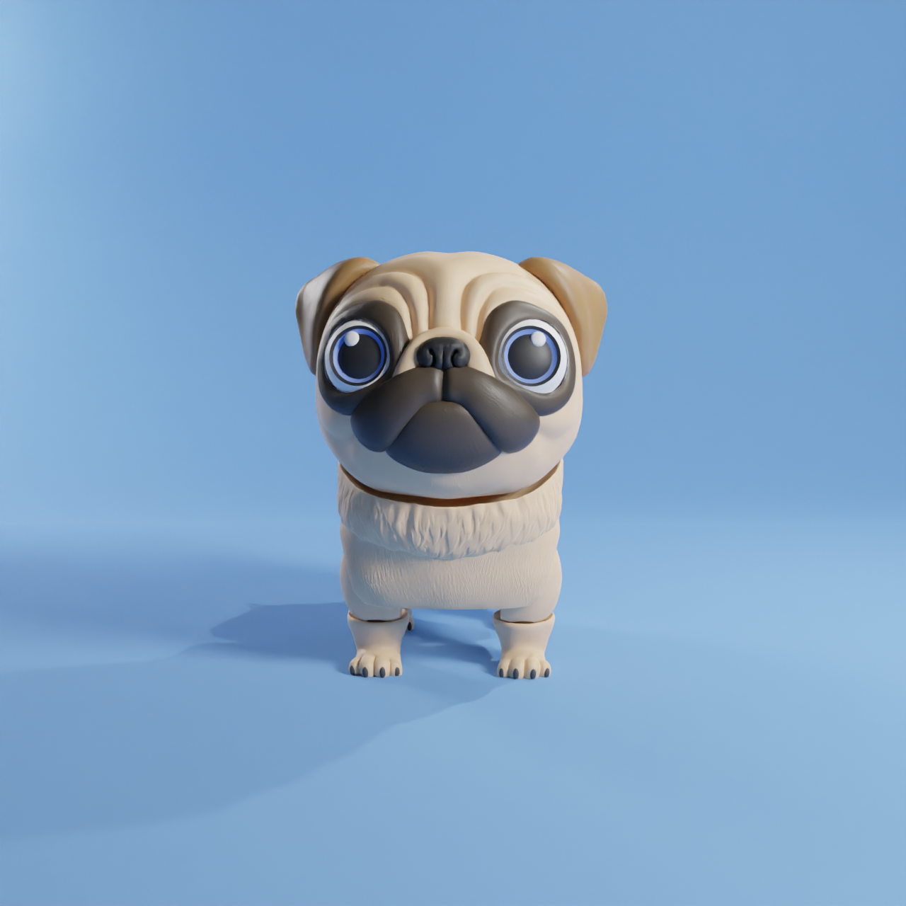 PUG DOG FLEXI - ARTICULATED - STL & 3MF MULTICOLOR | 3D models download ...