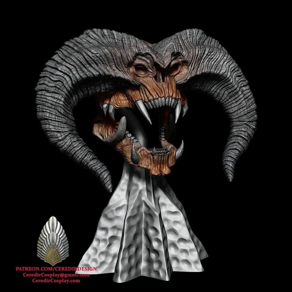 Game Props STL Download - Balrog Skull lord of the rings 3D DIGITAL ...