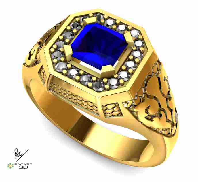 Ring With Ornate Gems and leather for Men 3D print model | 3D models ...