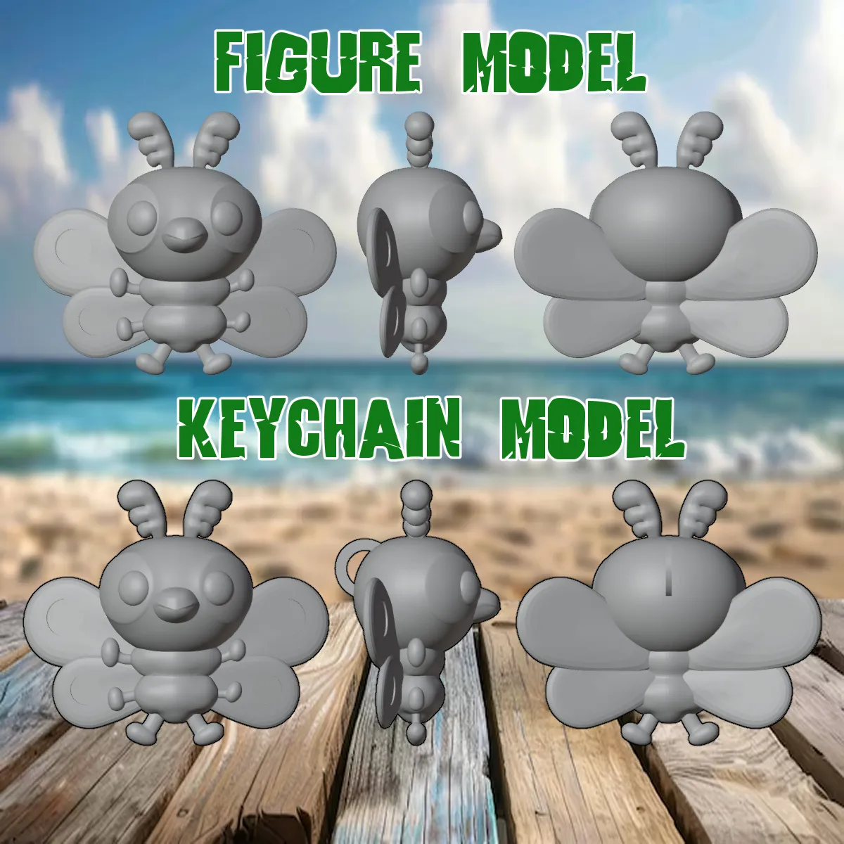 Characters & Creatures STL Descarga - Chibi Mothra - Keychain and ...