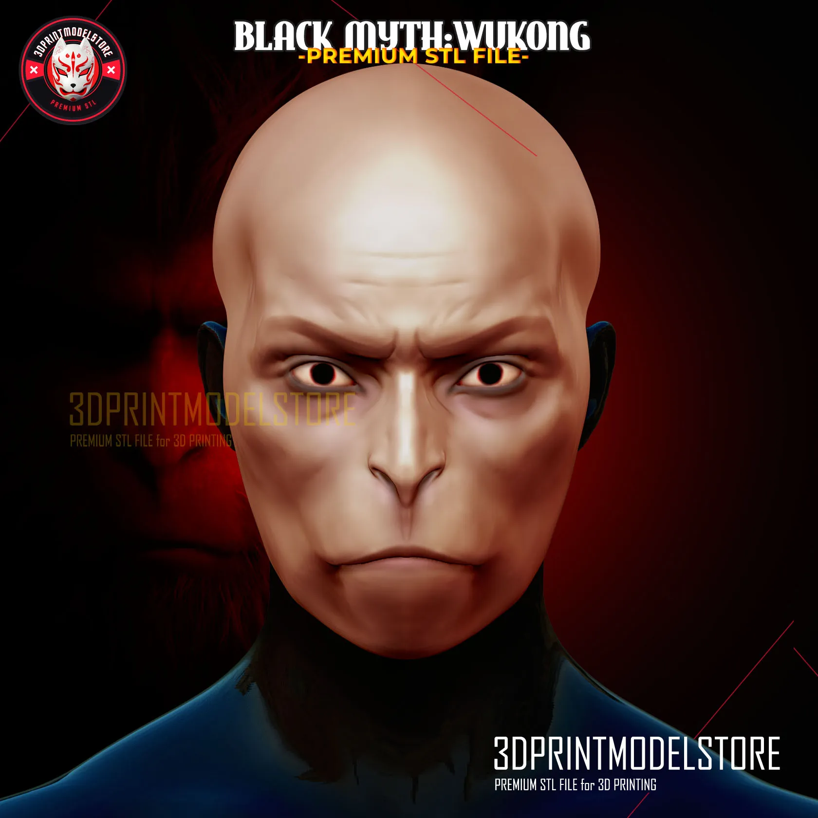 Cosplay STL Download - Black Myth Wukong Face Mask - Premium STL for ...