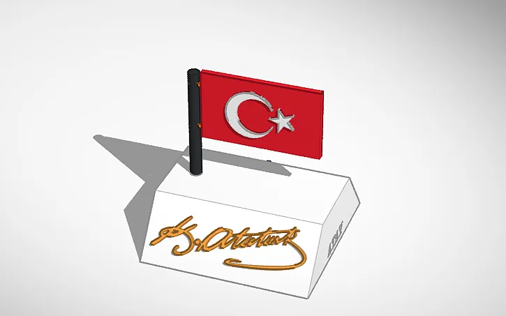 Other STL Download - türk bayrağı stand and atatürk signatureby 3D-ATAY