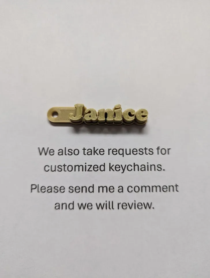 Jewelry & Accessories STL Download - Janice Keychainby Trash Can Guy