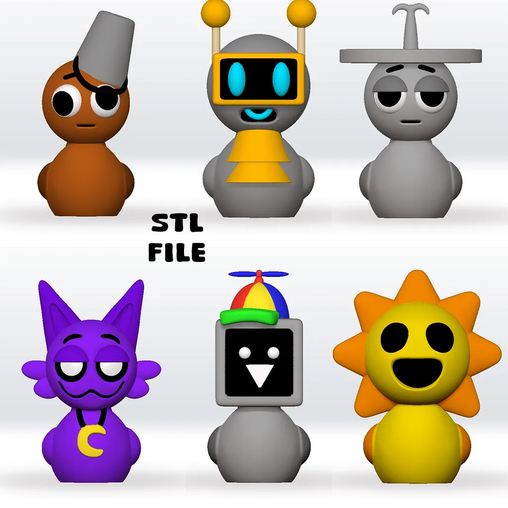 Characters & Creatures STL Download - Sprunki Duck Catnap,Funbot,Brown ...