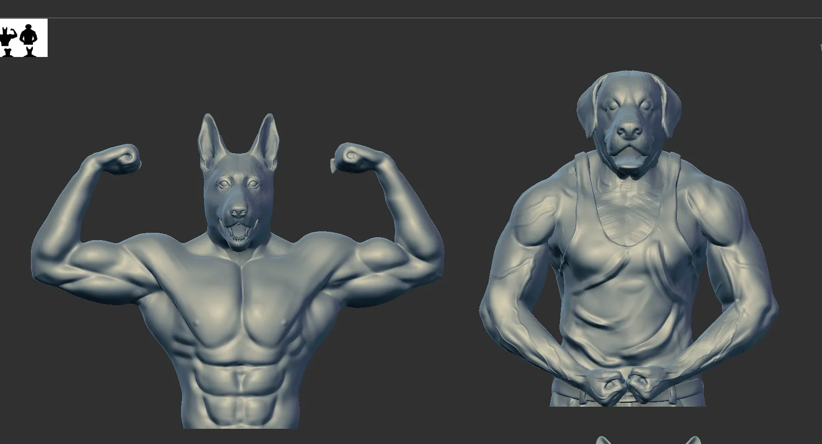 Characters & Creatures STL Download - dog bodybuilderby KeshtoArt