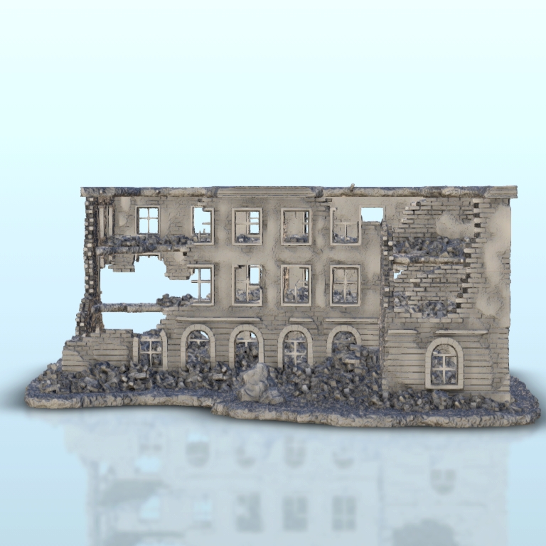 Large urban building in ruins 22 - WW2 Terrain scenery | 3D models ...