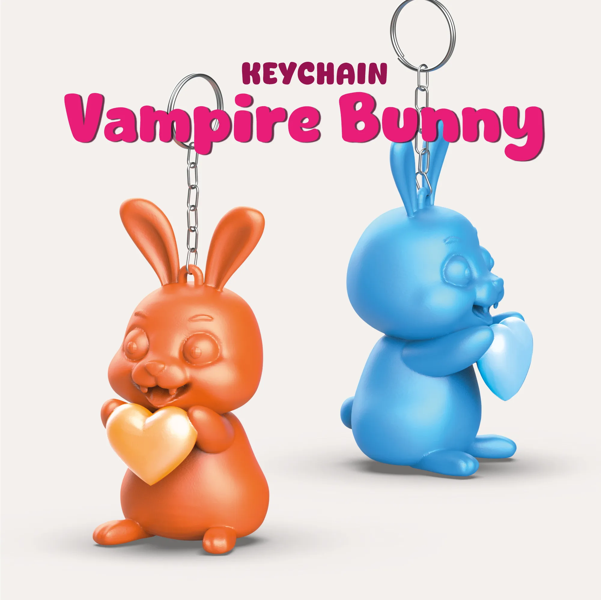 Jewelry & Accessories STL Download - 3D Easter Vampire Bunny Keychain ...