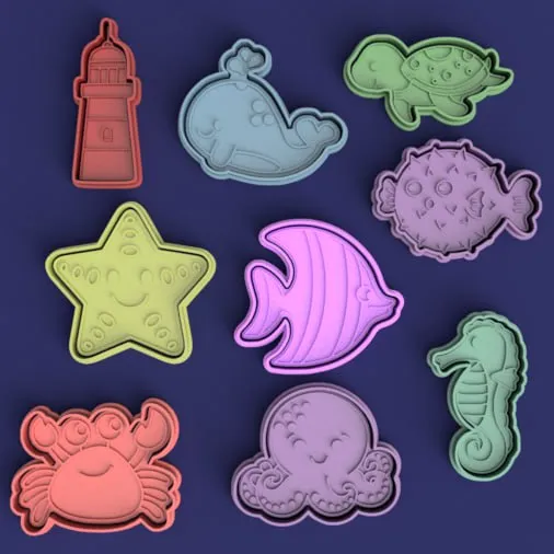 Other STL Download - cortantes + estampas marinos / marine cutters ...