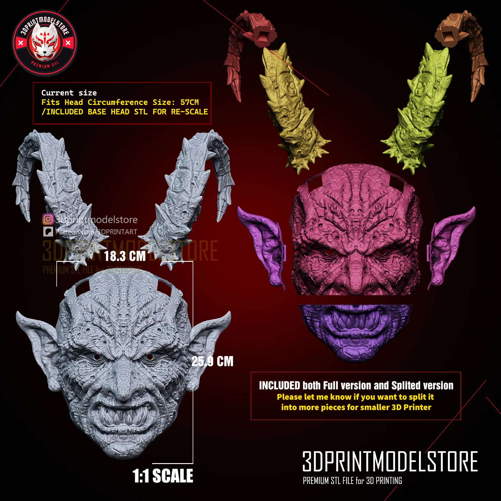 Cosplay STL Download - Krampus Mask - Premium STL for Cosplay - Horror ...