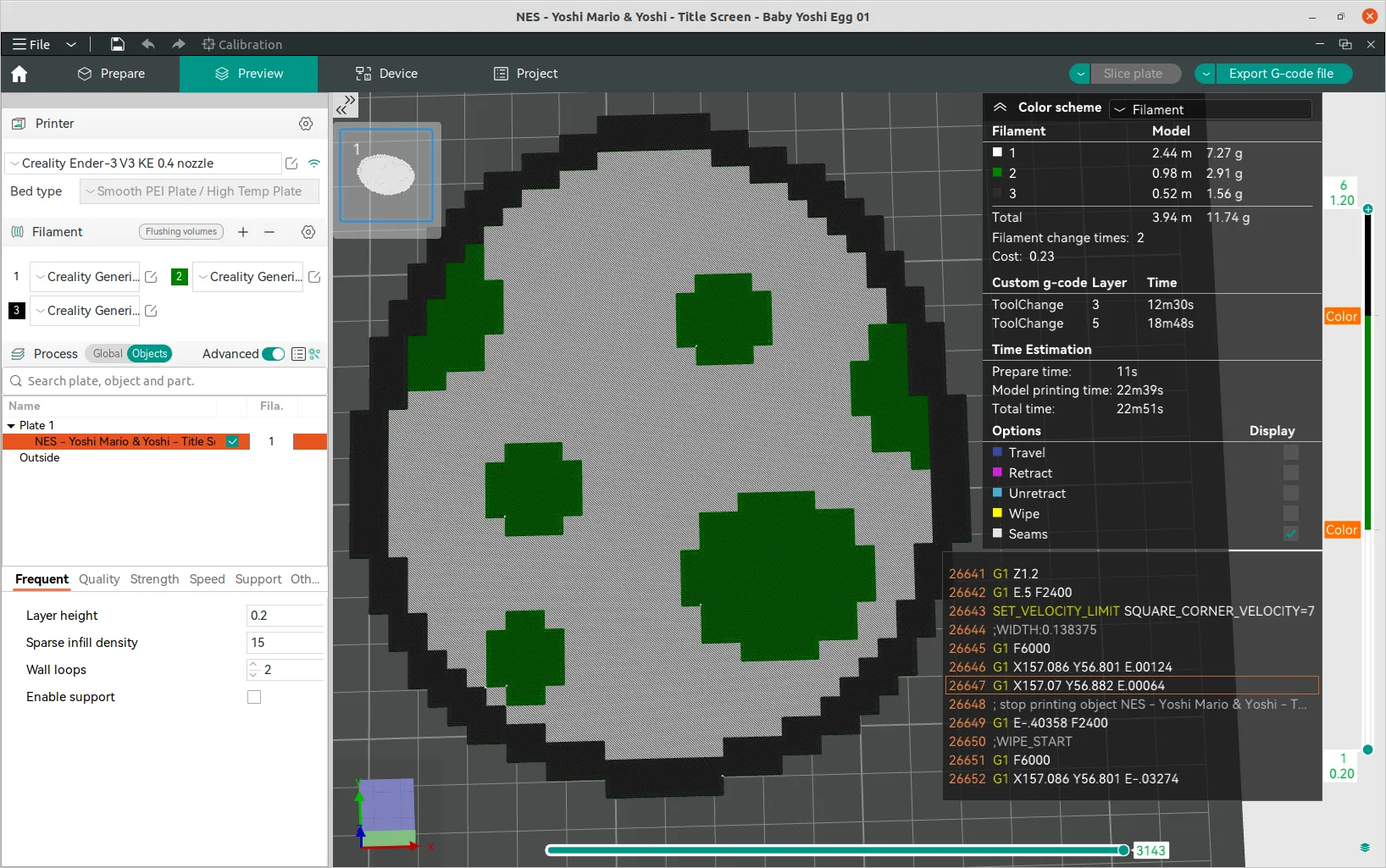 Yoshi Mario and Yoshi, Baby Yoshi Egg 01, 2 filament change | 3D models ...