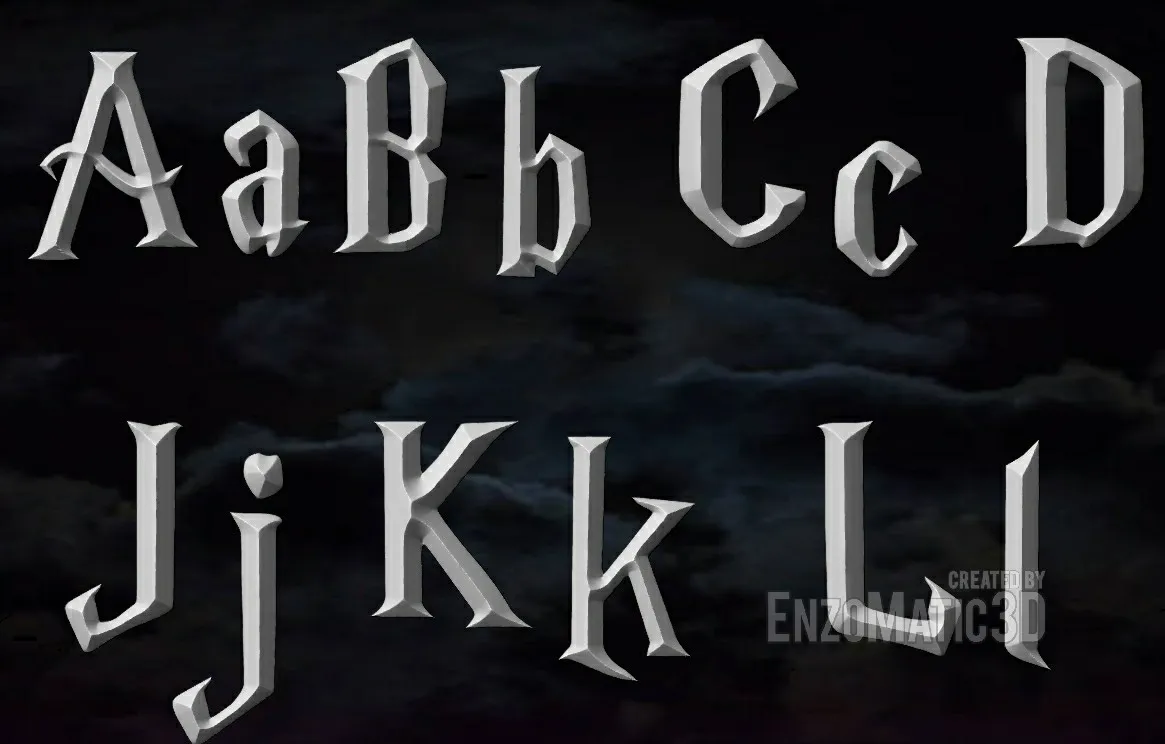 Digital Art STL Download - wizard potter alphabet letters STL file for ...