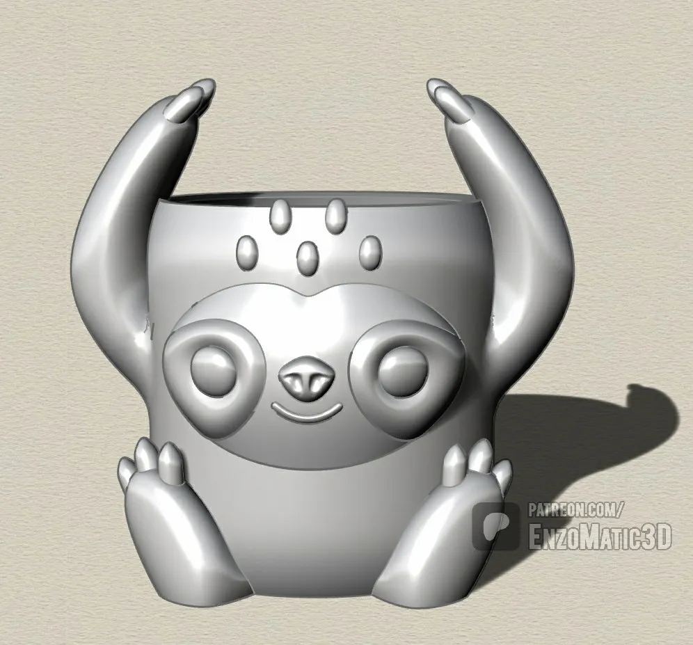 Home Decorations & Ornaments STL Download - sloth bear flower pot ...