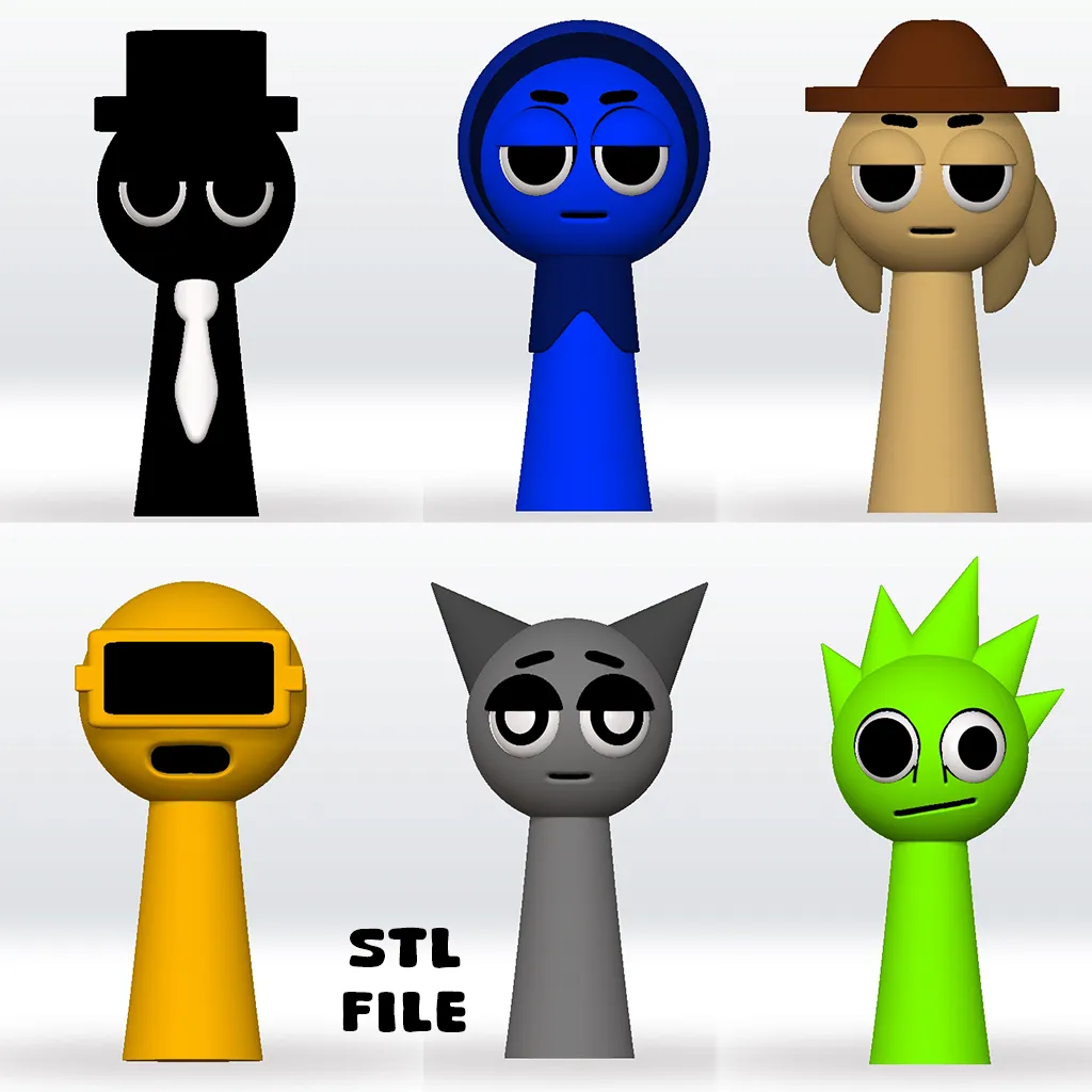 Characters & Creatures STL Download - Sprunki Tunner, Lime OWAKCX, Gold ...