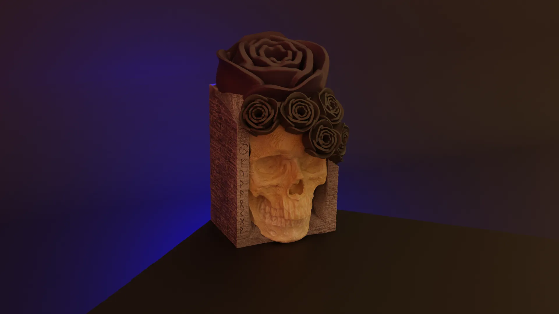 Rose Skull Book Nook with runes | 3D models download | Creality Cloud