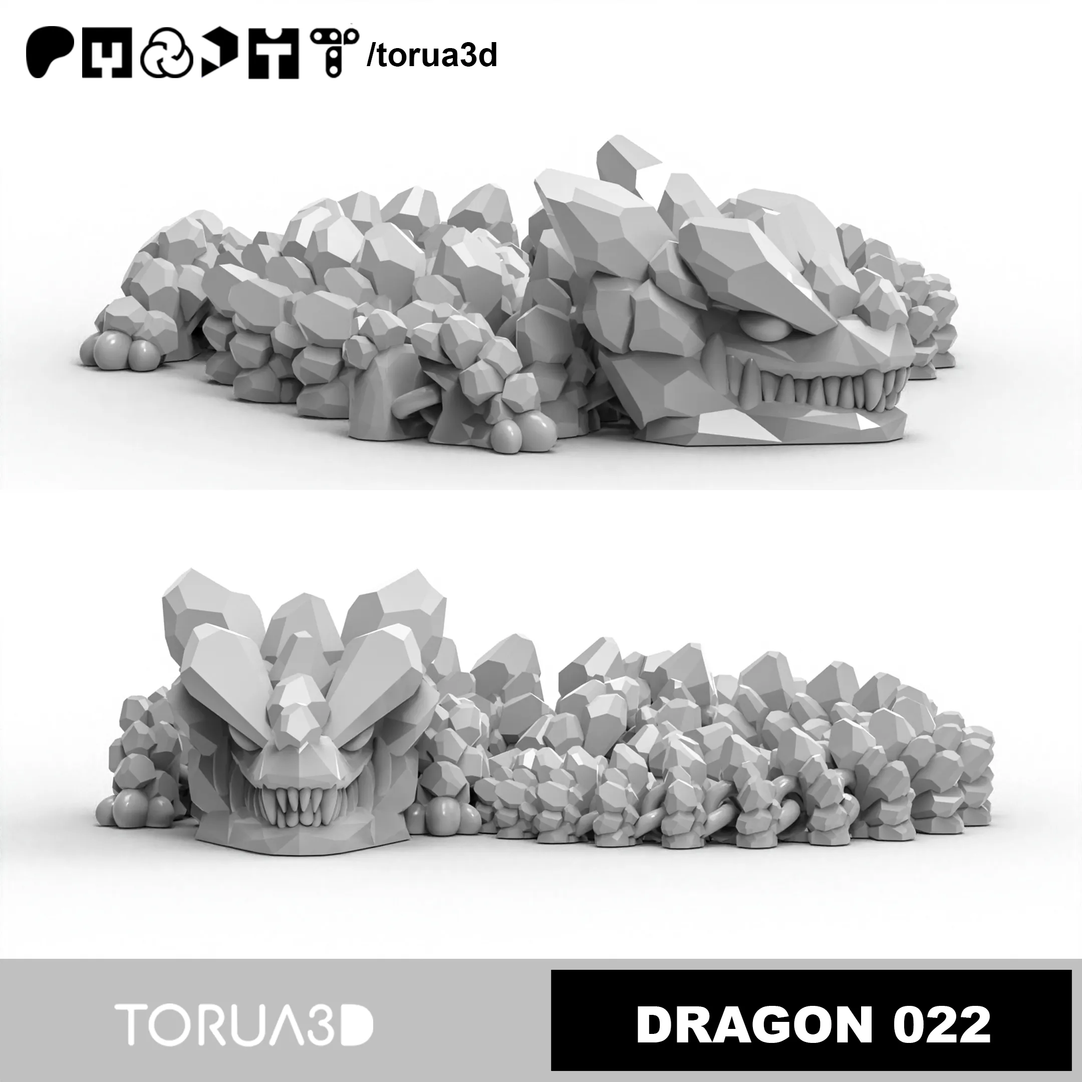 Characters & Creatures STL Download - Articulated Dragon 022 - Print in ...