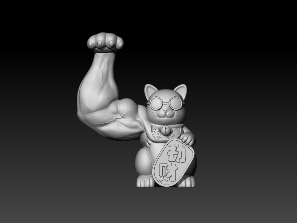 MUSCLE ARM LUCKY CAT | 3D models download | Creality Cloud