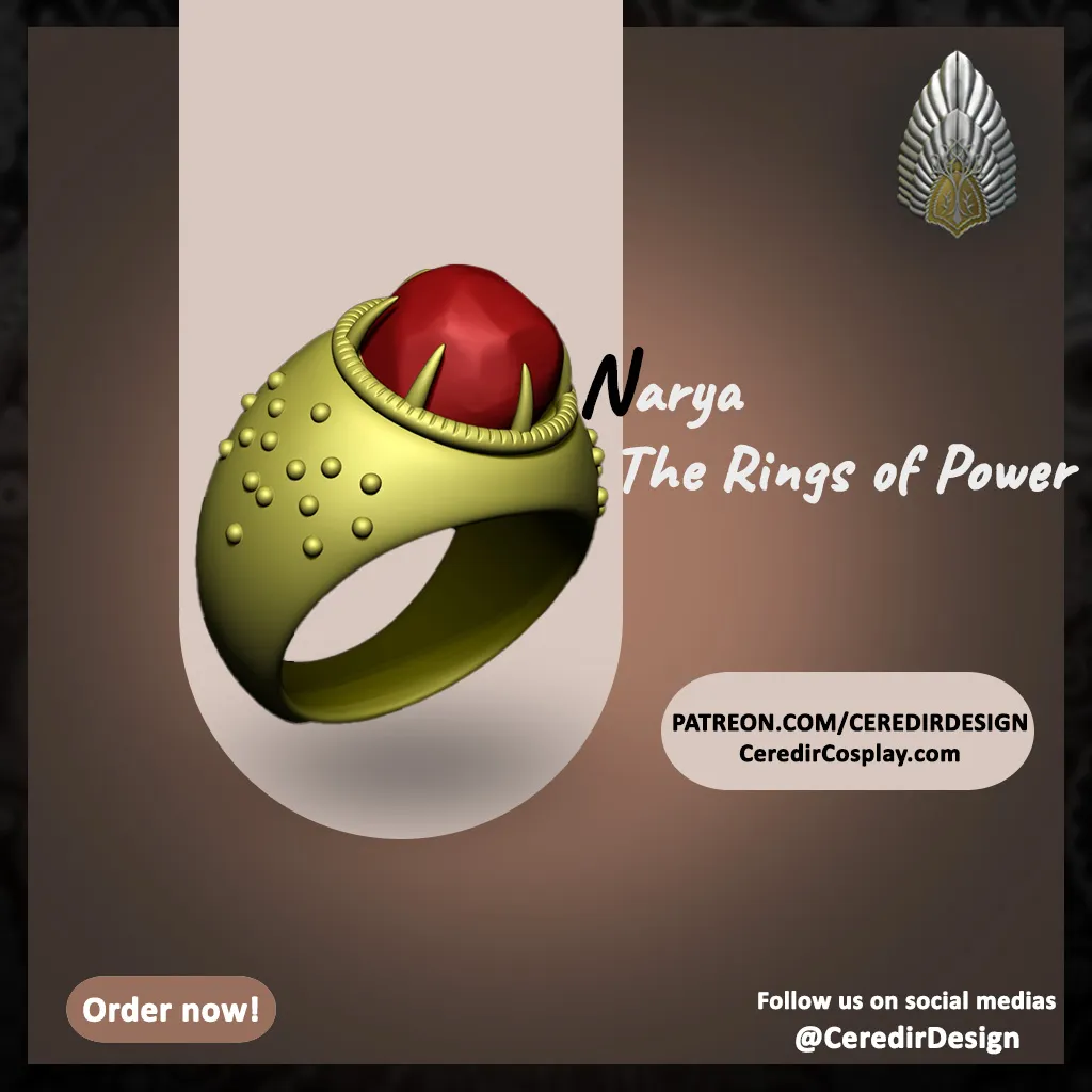 Jewelry & Accessories STL Download - Narya Ring of Power lord of the ...