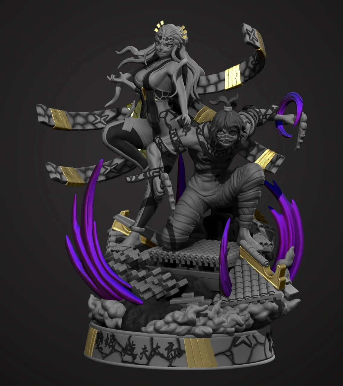 GYUTARO E DAKI - DEMON SLAYER - MODELO DE IMPRESSÃO 3D | 3D models ...