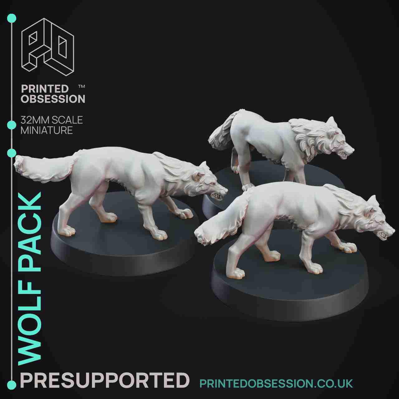 Wolf Pack - 3 Wolves - PRESUPPORTED - 32mm Scale | 3D models download ...
