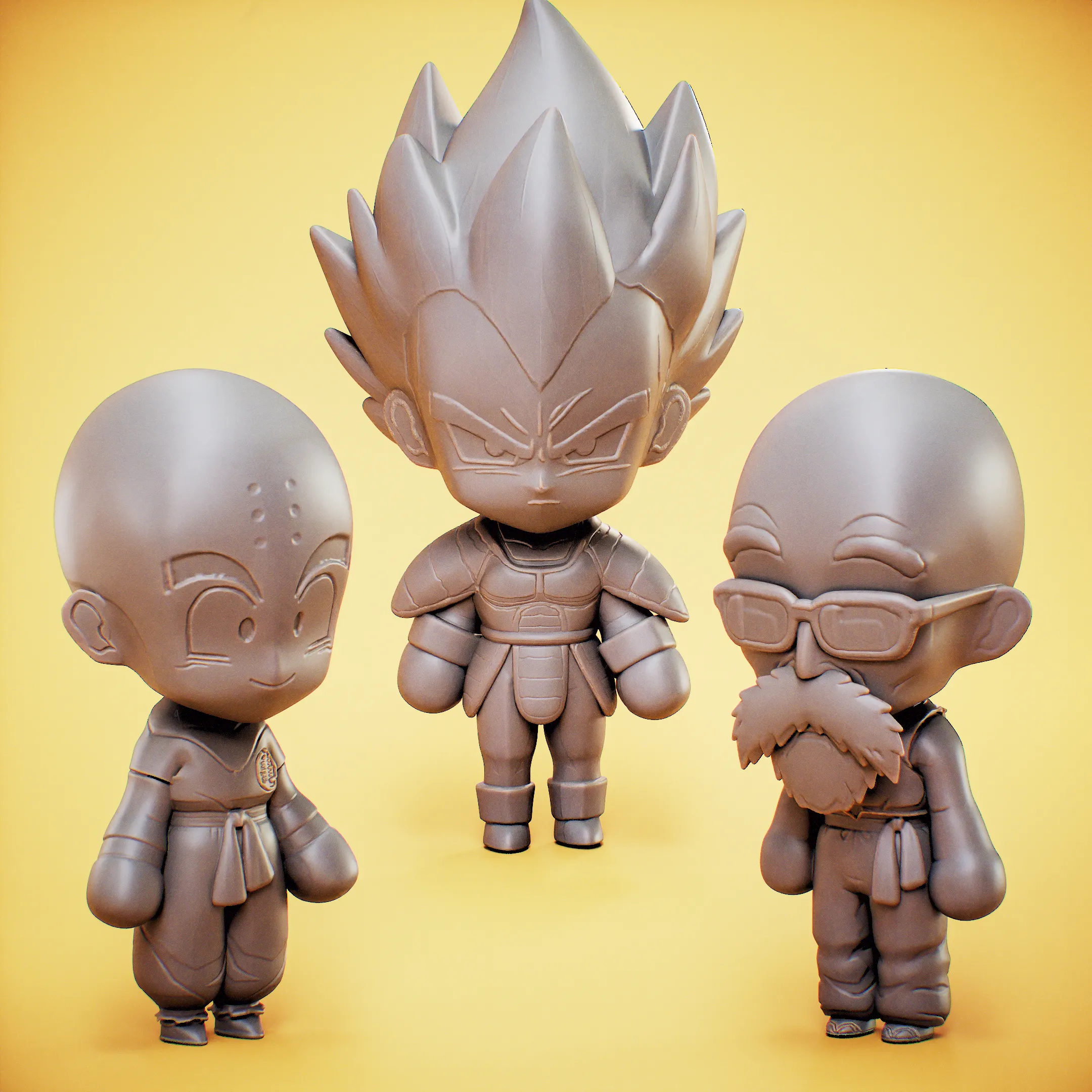 Characters & Creatures STL Download - Vegeta Krillin y Master Roshi ...