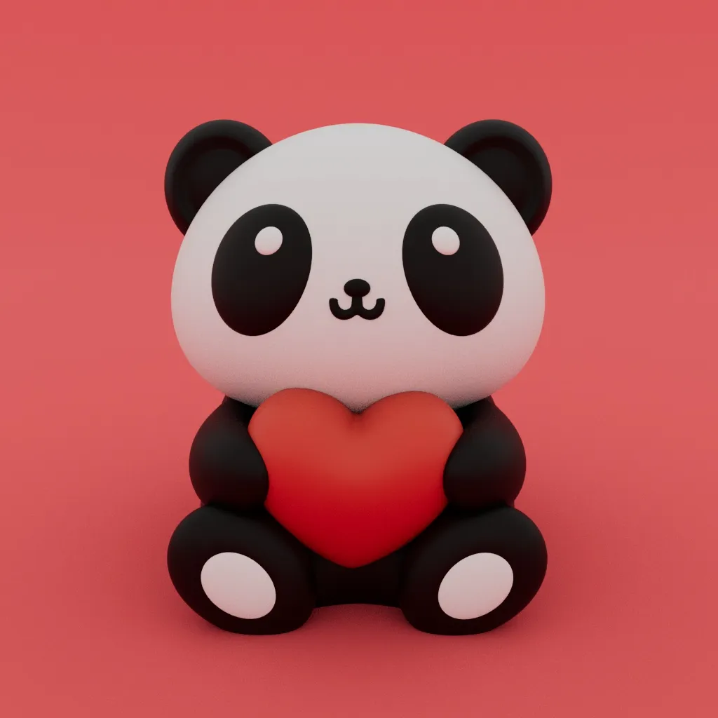 Other STL Download - Valentine's Special - Kawaii Pandaby akash3dprints