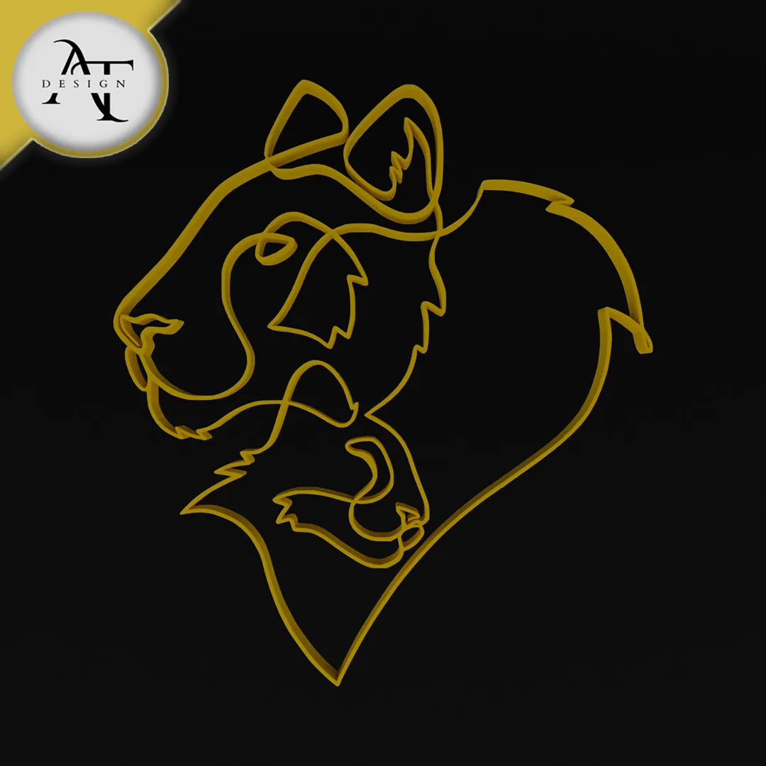 Digital Art STL Download - Lions - Line Art - 2D Wall Art Decorby AT Design