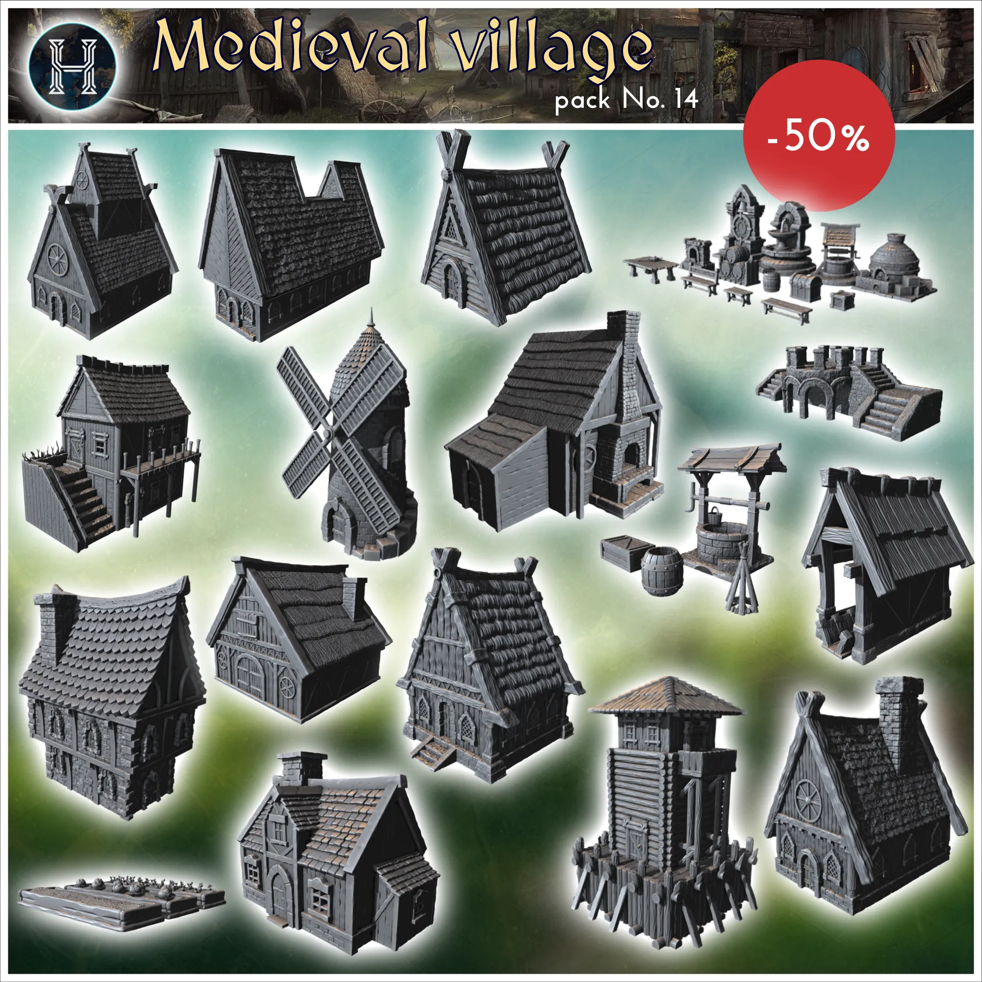 Other STL Download - Medieval village pack No. 14by Hartolia Miniatures