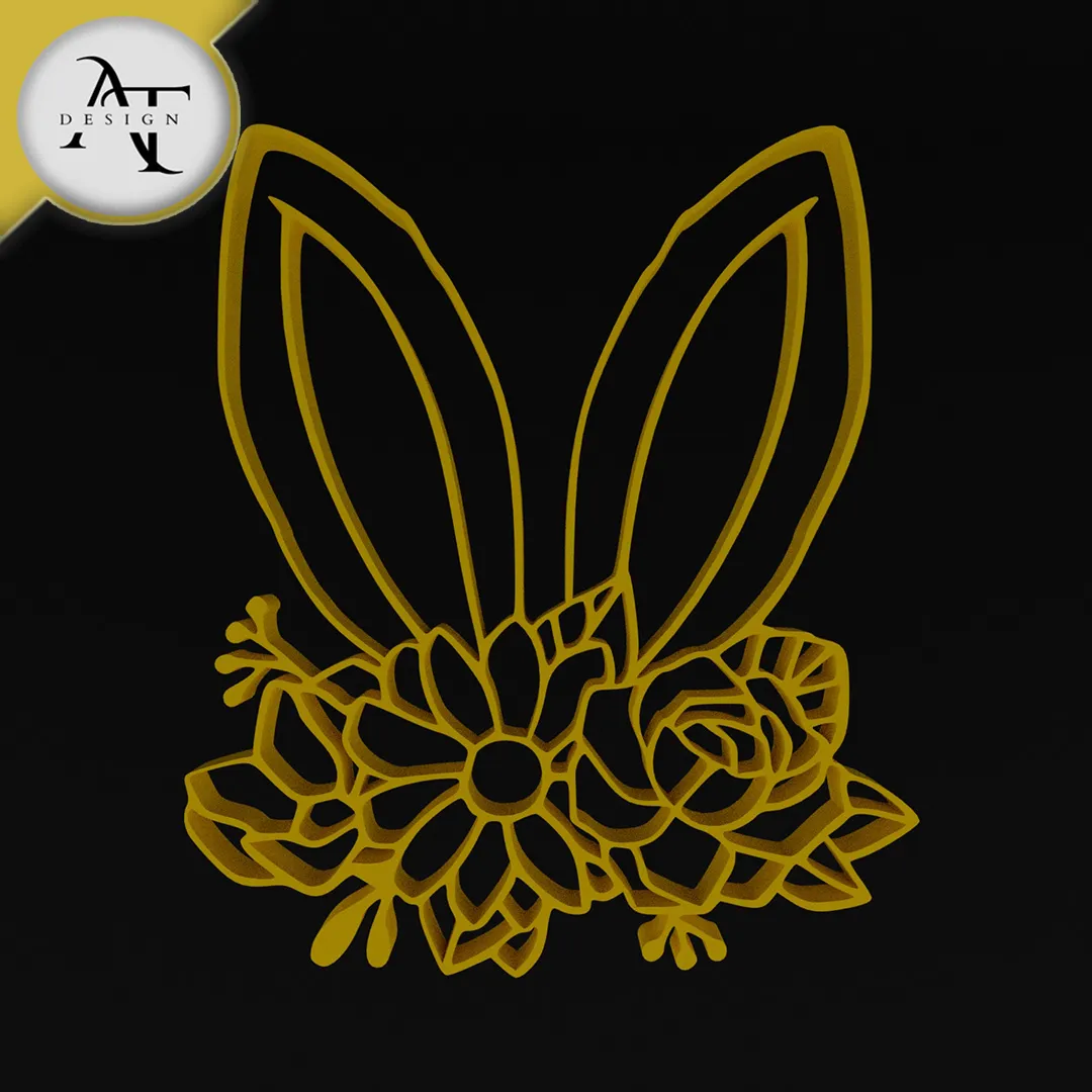 Home Decorations & Ornaments STL Download - Rabbit ears - Line Art - 2D ...