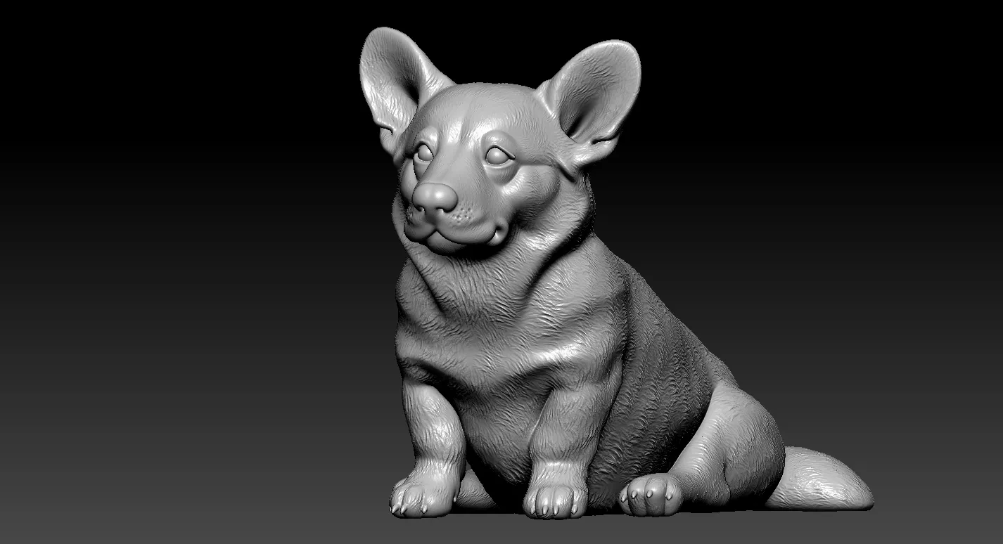 Characters & Creatures STL Download - Pembroke Welsh Corgi sitting13 ...