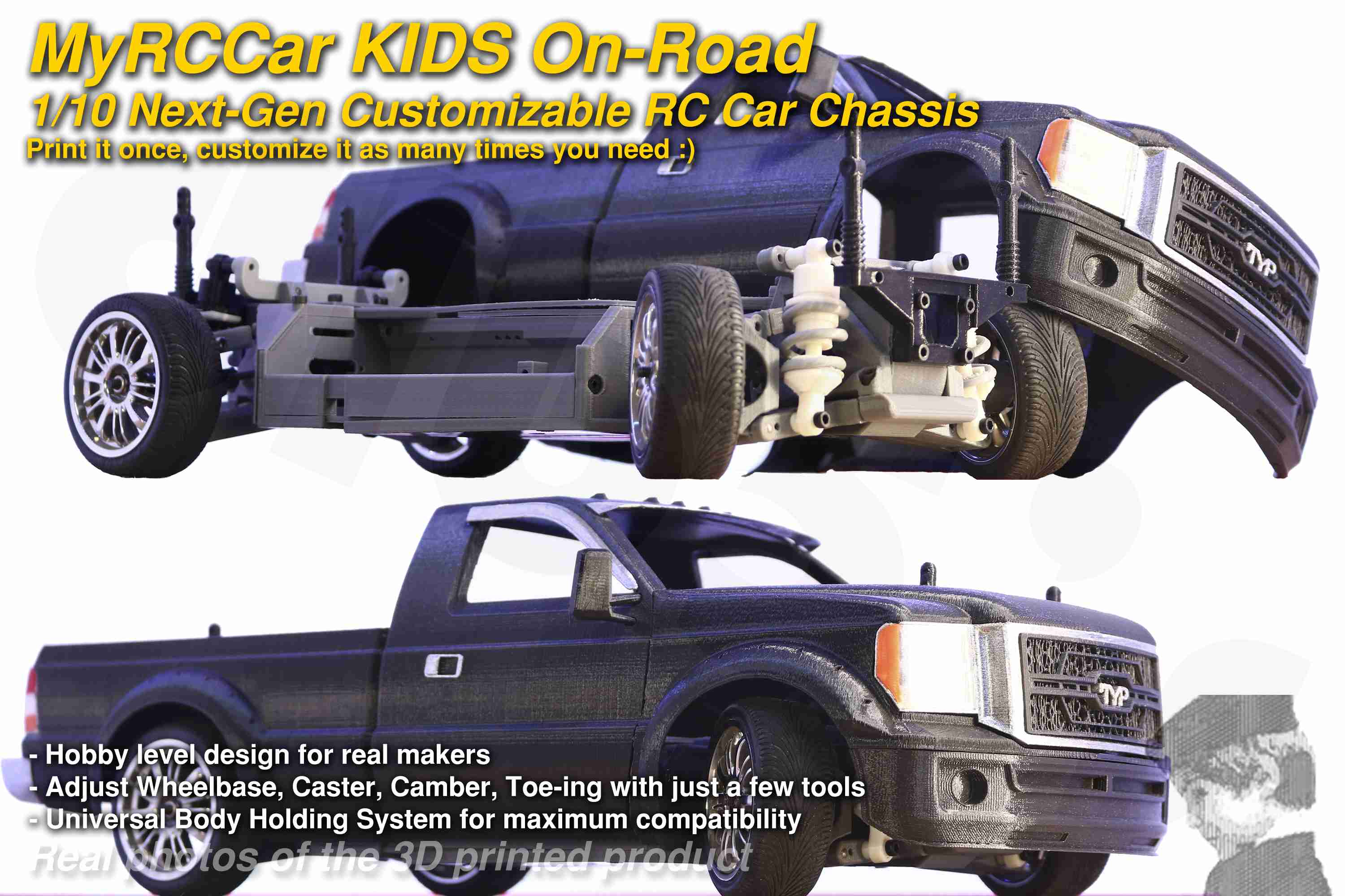 MyRCCar KIDS On-Road Chassis, 1/10 Next-gen RC Car Chassis | 3D models ...