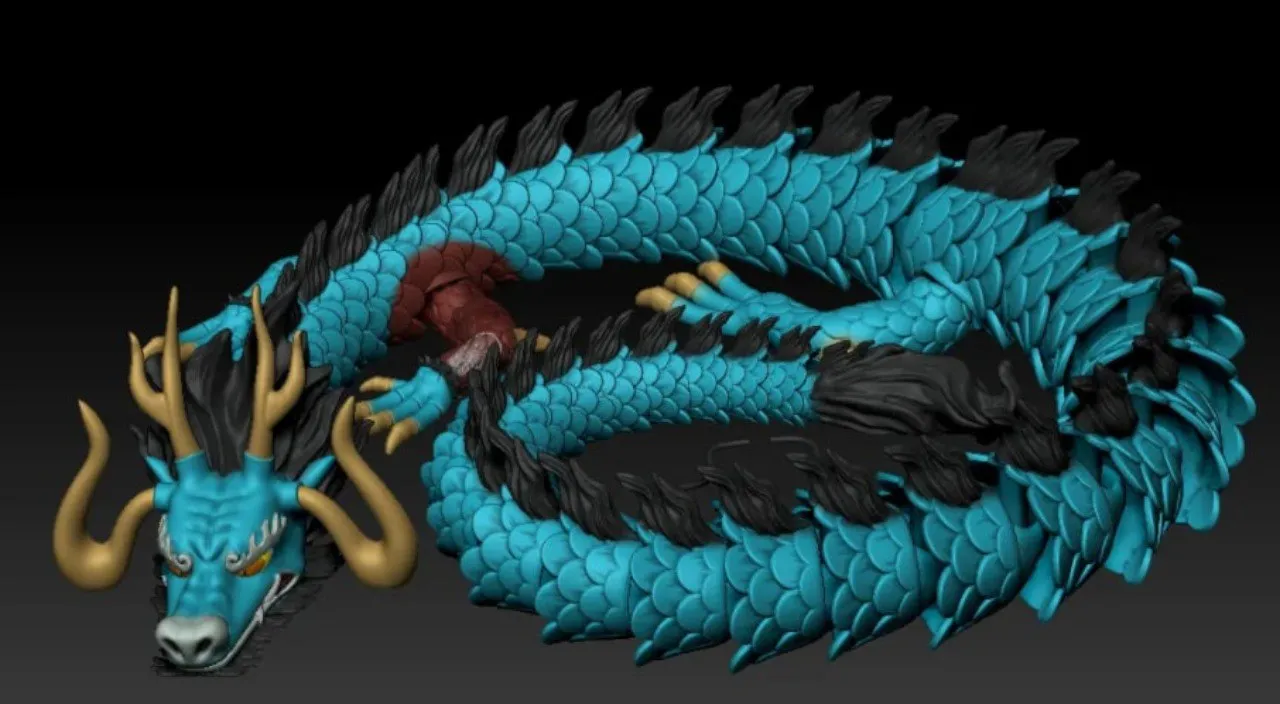 Characters & Creatures STL Descarga - 🐉 Articulated Eastern Dragon ...
