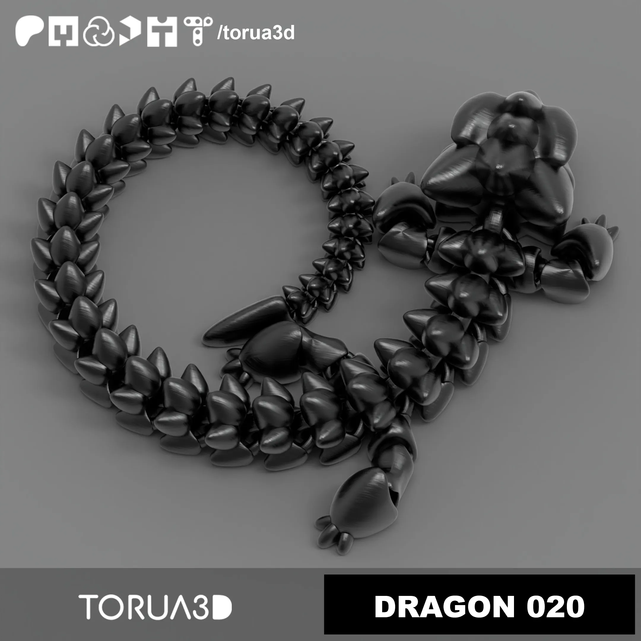 Characters & Creatures STL Download - Articulated Dragon 020 - Print in ...