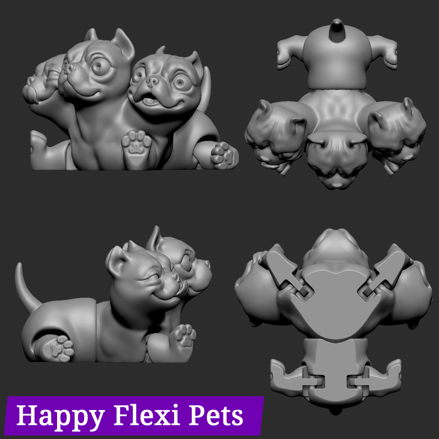 Fluffy the Cerberus (three-headed dog) print in place toy | 3D models ...