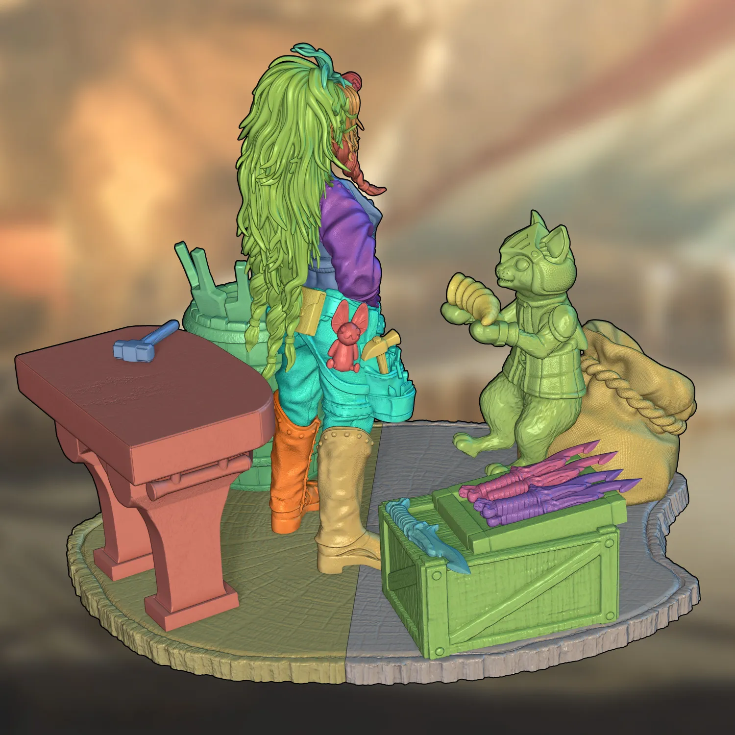 Sculptures & Artworks STL Download - Gemma and Palico Diorama - MH ...