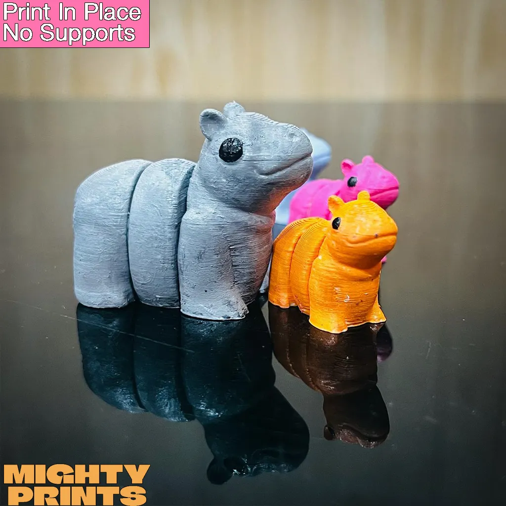 Other STL Download - Tiny hippo print in placeby Mighty prints