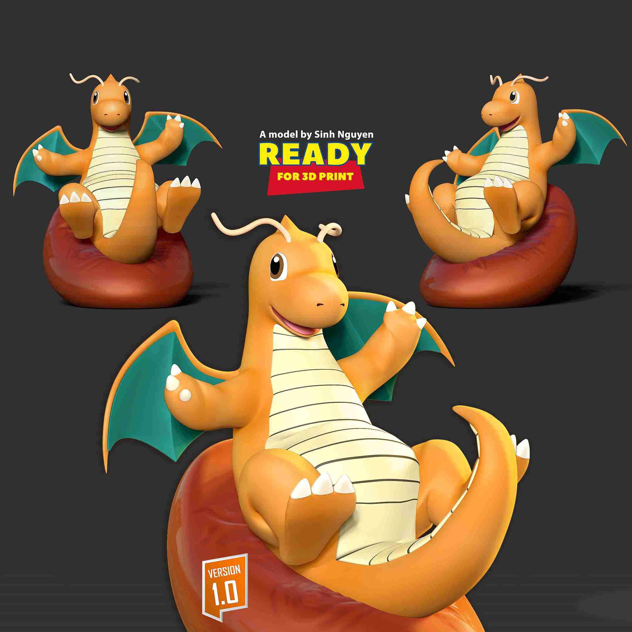 Dragonite - Pokemon Fanart | 3D models download | Creality Cloud