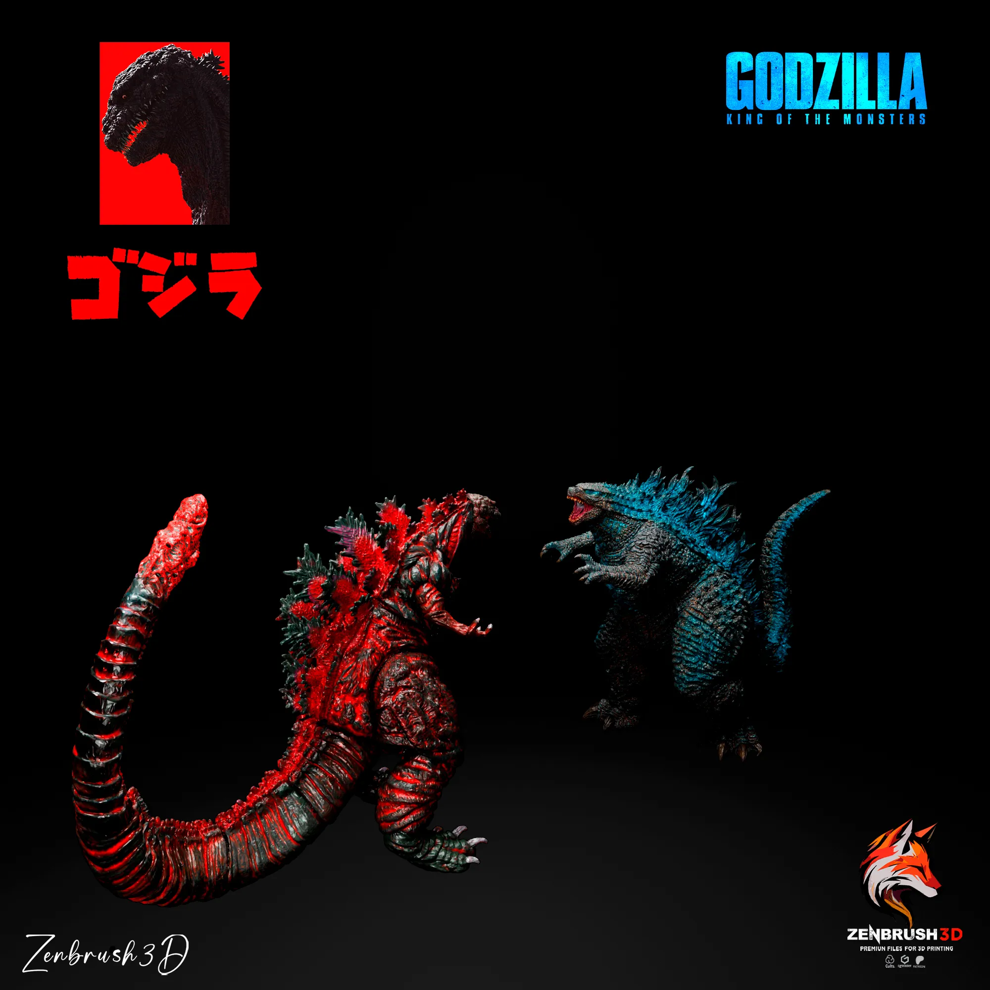 Characters & Creatures STL Download - GODZILLA VS SHIN GODZILLA DUO ...