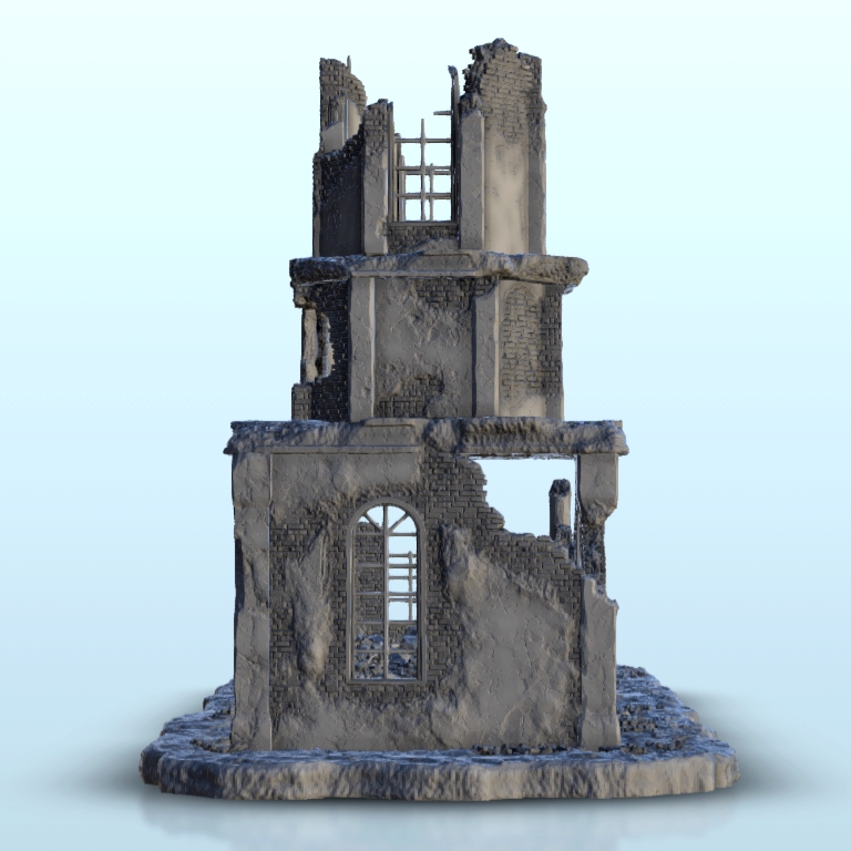 Ruined building with tower 20 - WW2 Terrain scenery diaroma | 3D models ...