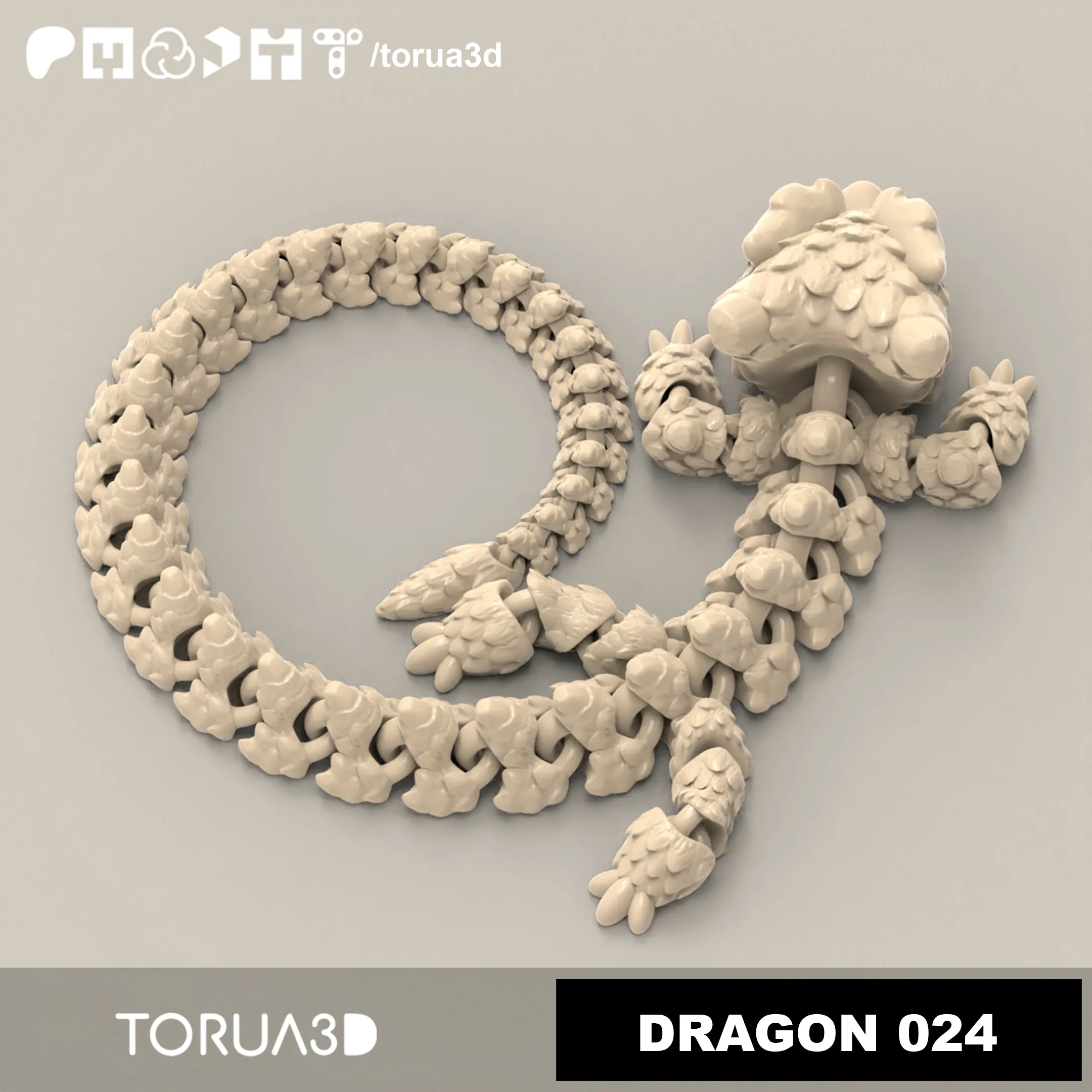 Characters & Creatures STL Descarga - Articulated Dragon 024 - Print in ...