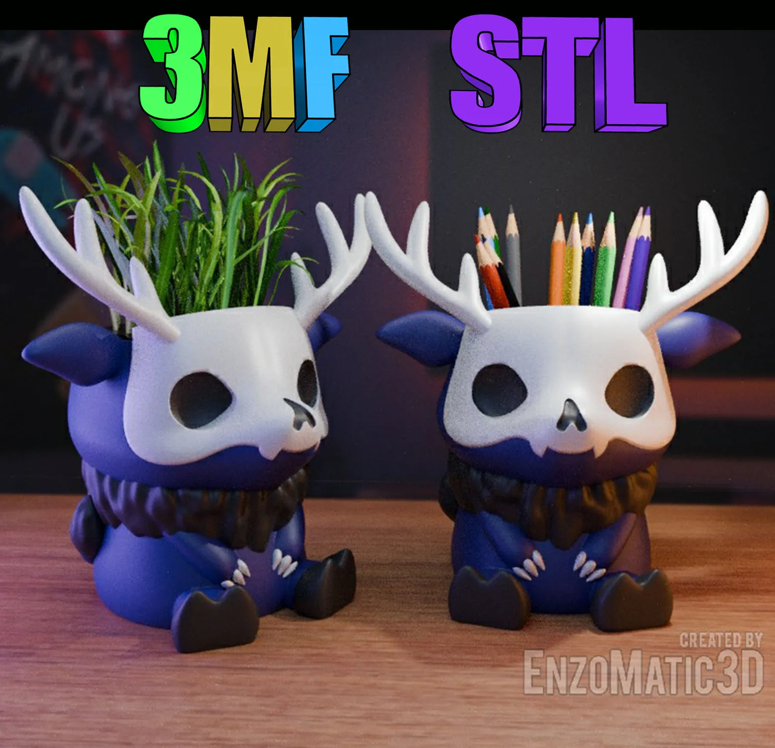 Sculptures & Artworks STL Download - Wendigo Skull Head Monster flower ...