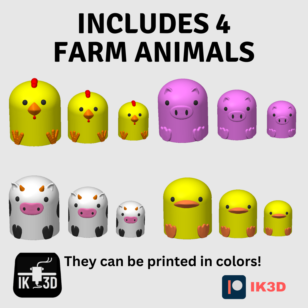 Tic-Tac-Stack Farm Animals Board Game / 3MF Included | 3D models ...