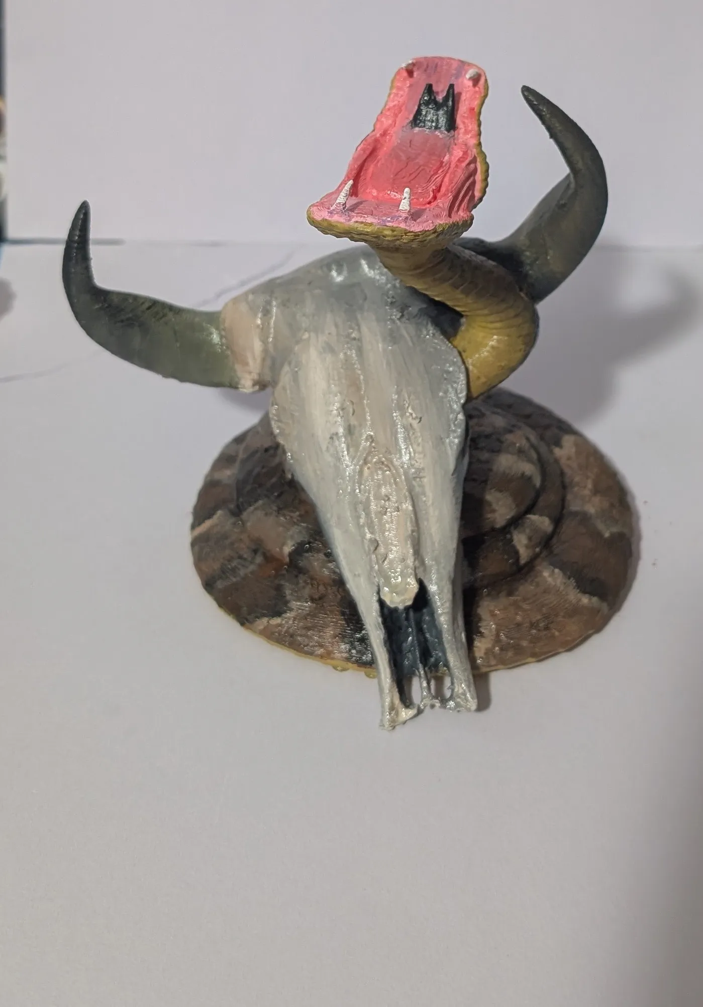 3D Printer Files | 3MF File | Bulls skull with a snake ( mouth opened ...