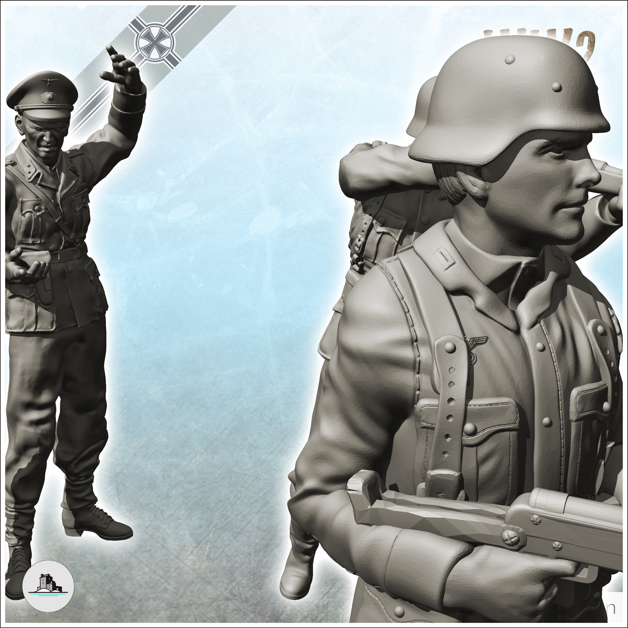 Squad of German soldiers with Kar 38k Mauser or MP38 - WW2 | 3D models ...