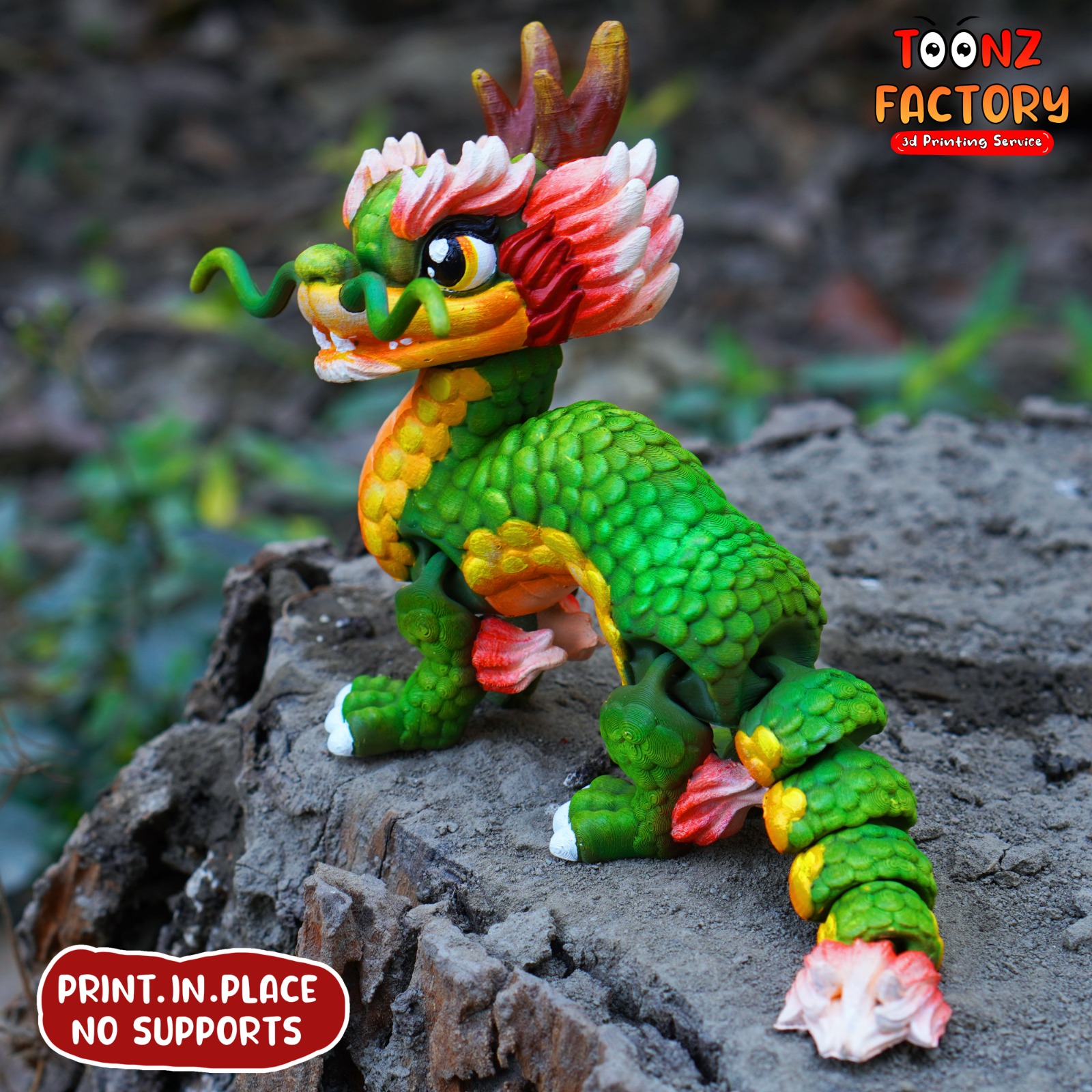 PRINT IN PLACE FLEXI CHINESE DRAGON | 3D models download | Creality Cloud