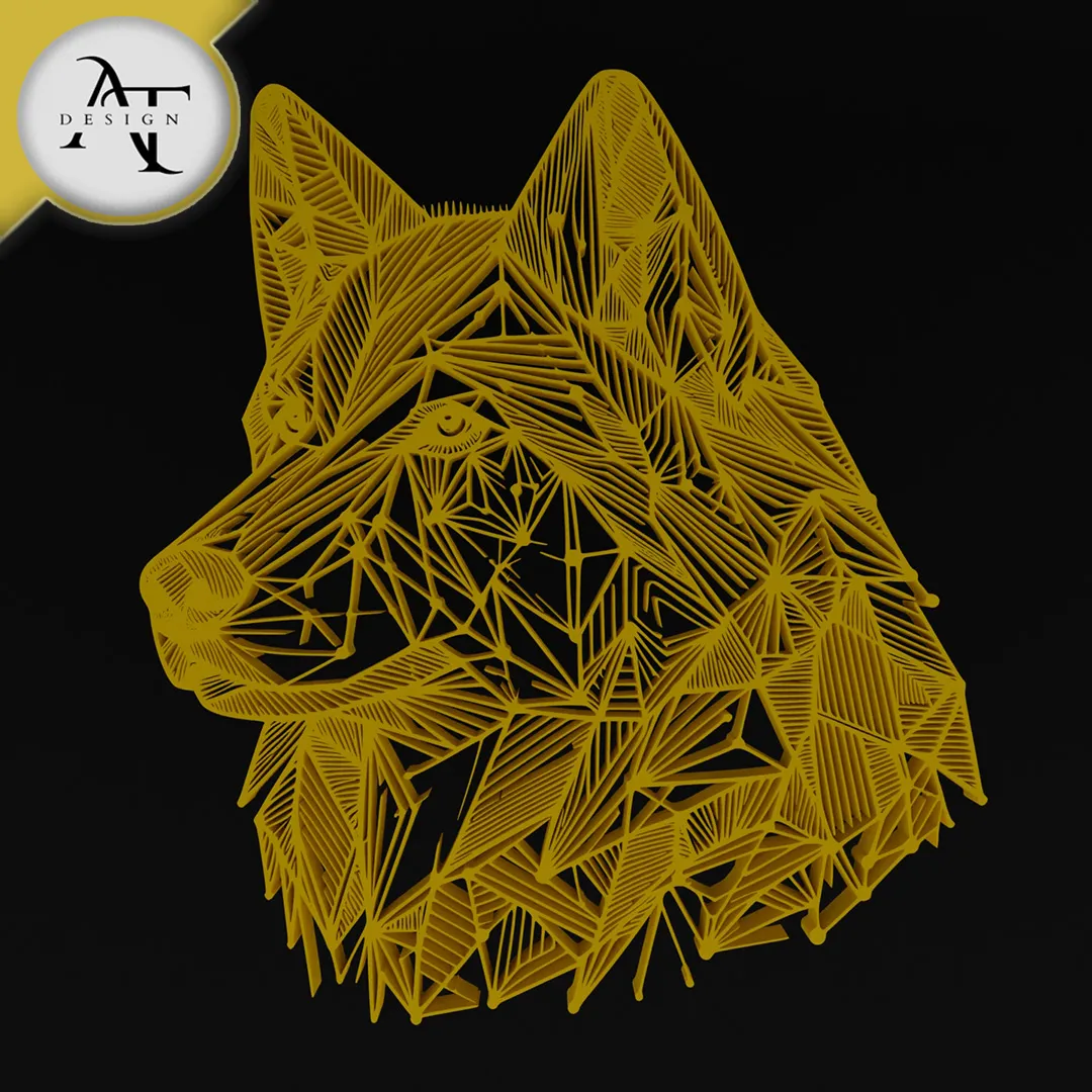 Home Decorations & Ornaments STL Download - Wolf - Geometric - 2D Wall ...